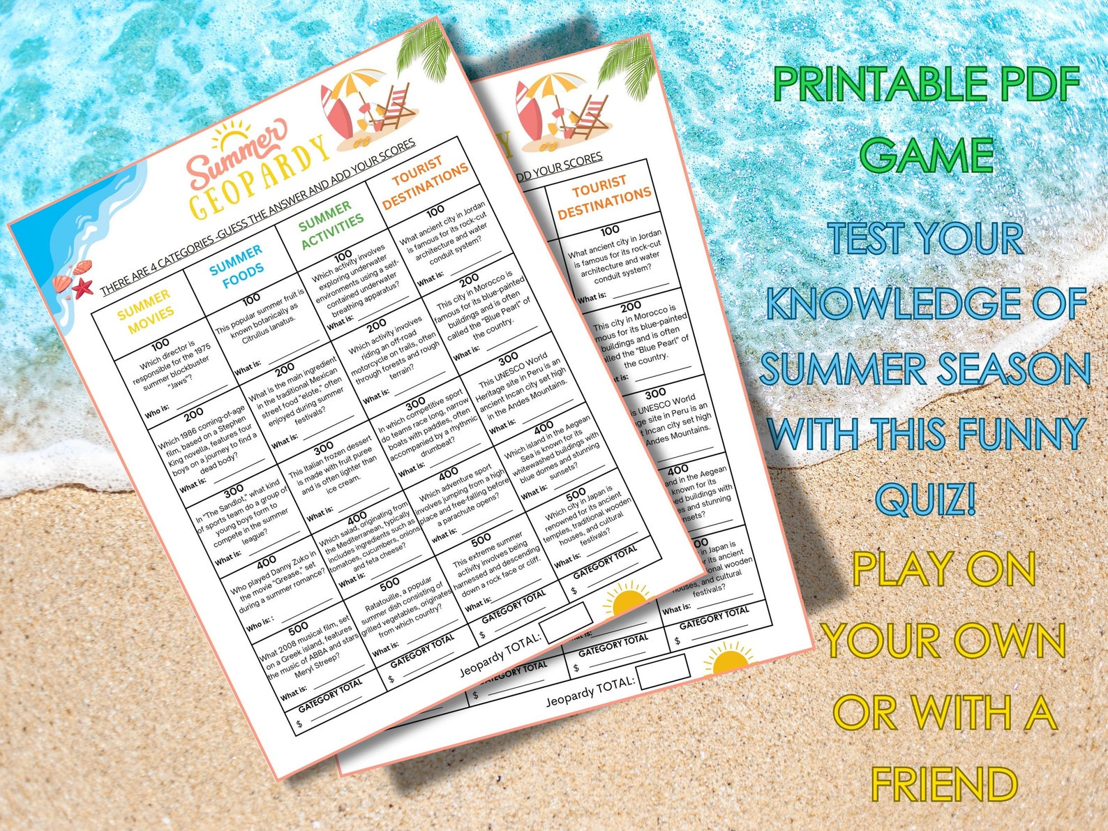 Summer Fun Jeopardy Game: Family Trivia Activity (PDF) - Etsy