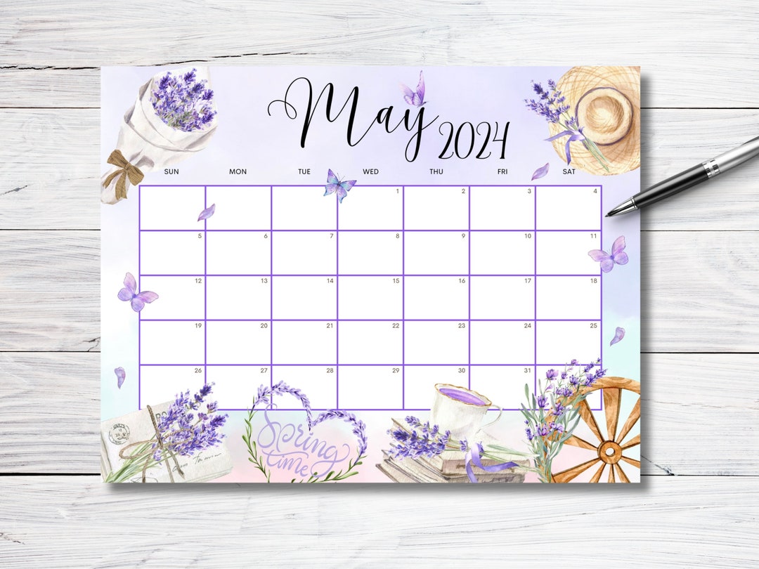 EDITABLE May 2024 Calendar, Fillable Spring Planner, Monthly Schedule ...