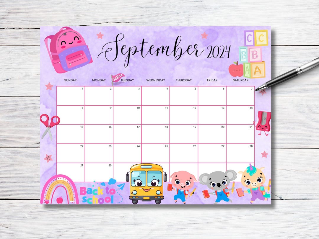 EDITABLE September 2024 Calendar, Back to School Planner With Cute ...