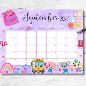 EDITABLE September 2024 Calendar, Back to School Planner With Cute ...