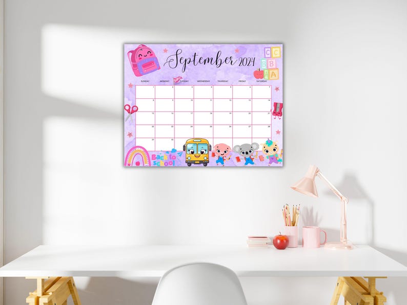 EDITABLE September 2024 Calendar, Back to School Planner With Cute ...