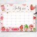 EDITABLE July 2024 Calendar, Cute Gnomes W/sweet & Colorful Watermelon ...