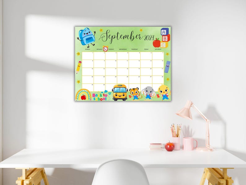 EDITABLE September 2024 Calendar, Back to School Planner With Cute ...