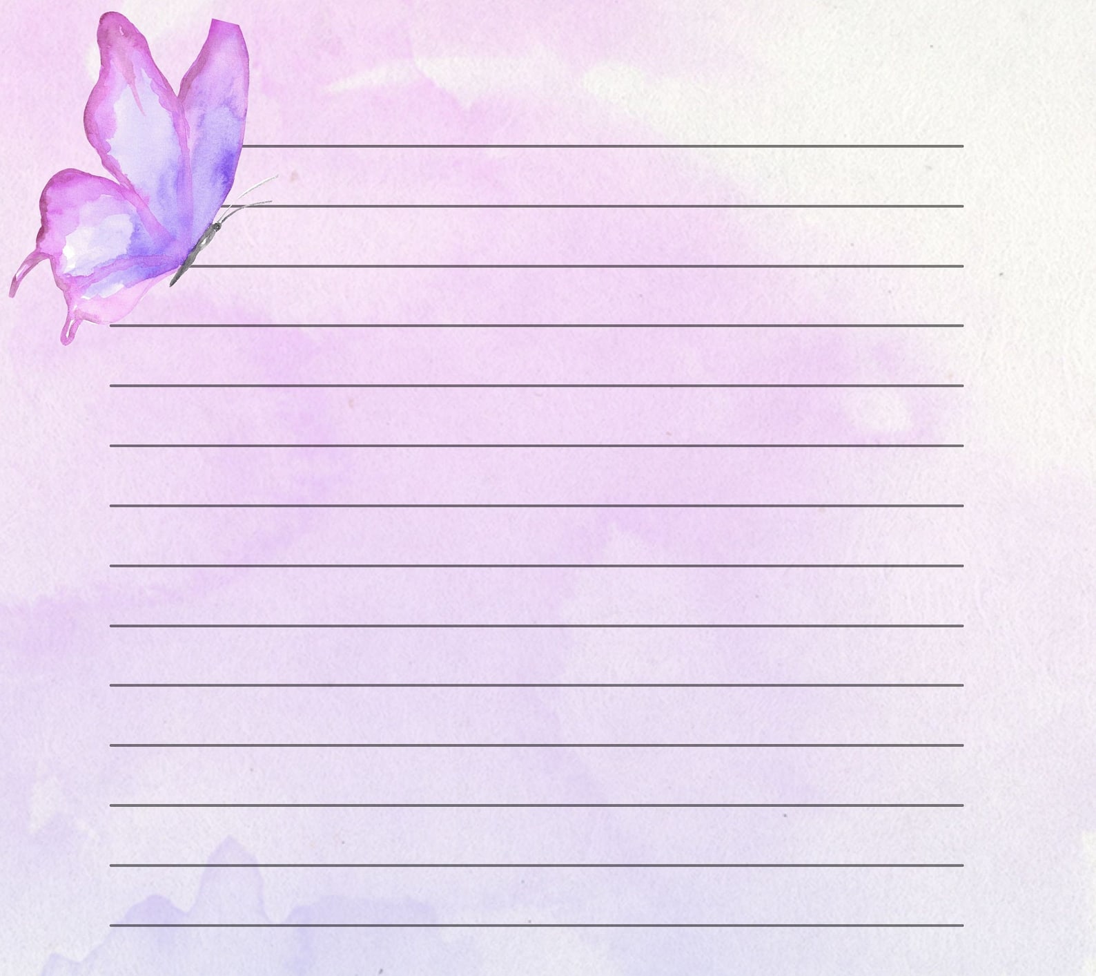 Flowers & Butterfly Printable Stationery Coloful Stationary Nature ...