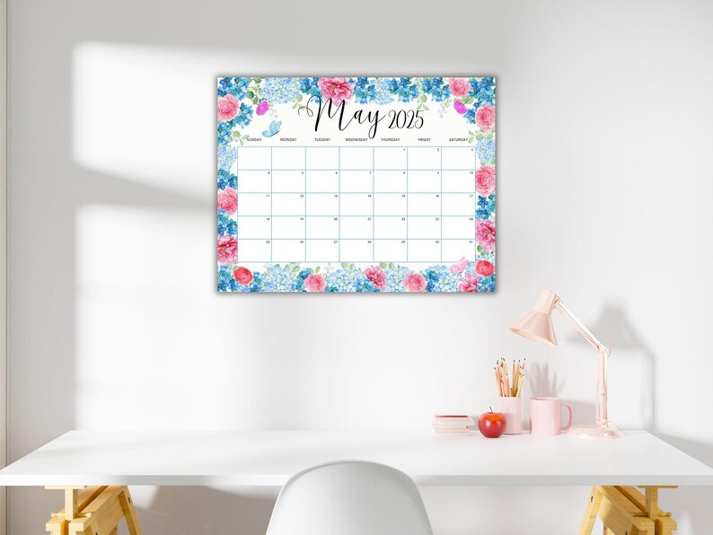 EDITABLE May 2025calendar, Beautiful Spring Wall Calendar, 2025 ...