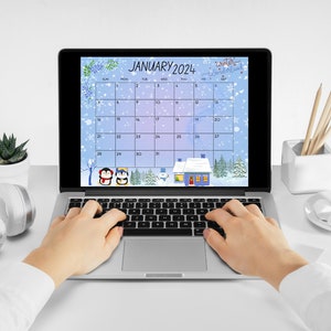 Editable January Calendar 2024, Printable Wall Calendar 2024, Cute ...