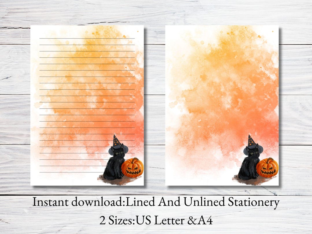 Witches Cat Printable Stationery Stationary Halloween Writing Paper ...