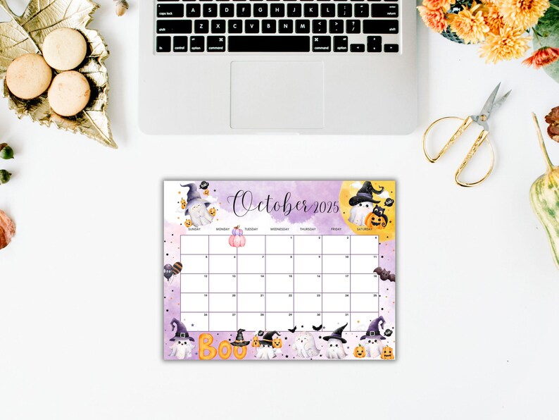 Editable October 2025 Calendar, Spooky Halloween W/ Cute Ghosts ...