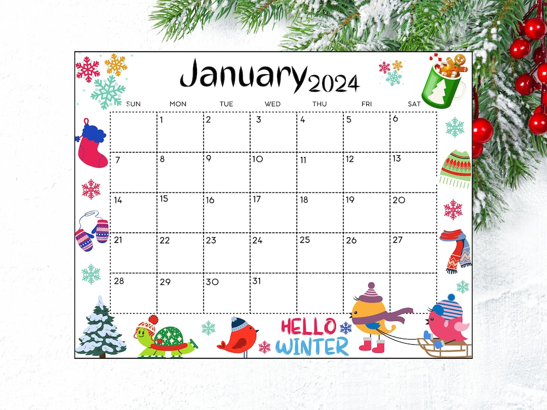 Editable January Calendar 2024, Printable Wall Calendar 2024, Beautiful ...