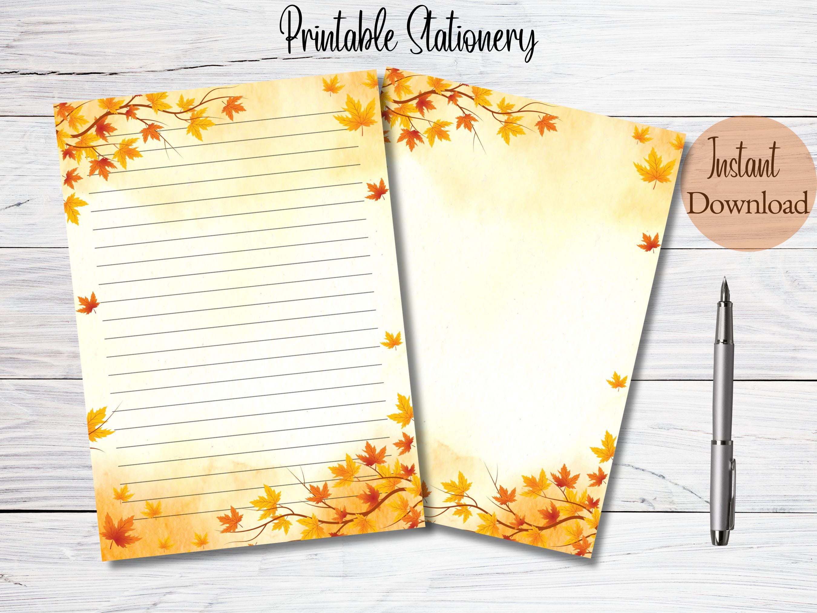 Fall Leaves Stationery: Lined & Plain Autumn Paper (PDF Download) - Etsy