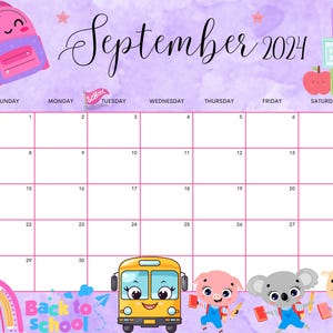 EDITABLE September 2024 Calendar, Back to School Planner With Cute ...