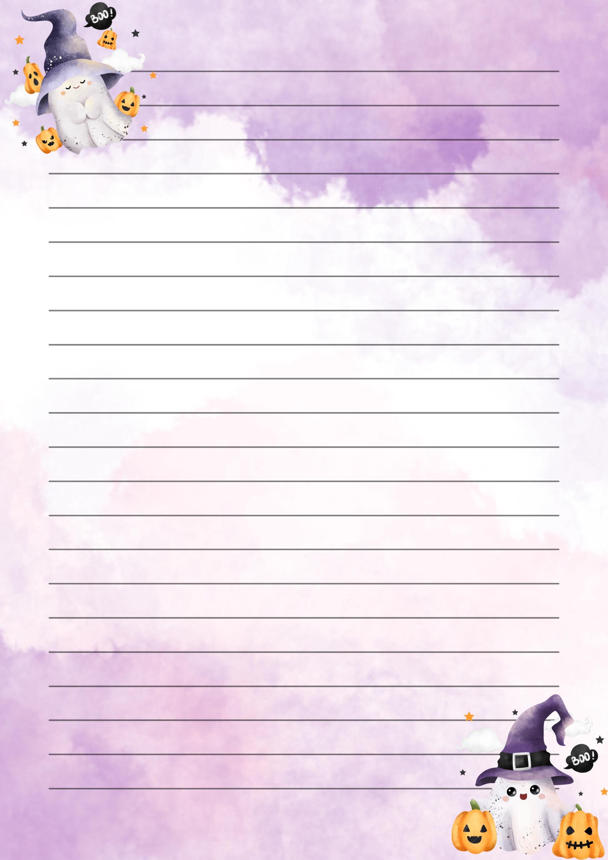 Cute Ghost & Pumpkin Printable Stationery Stationary Halloween Writing ...