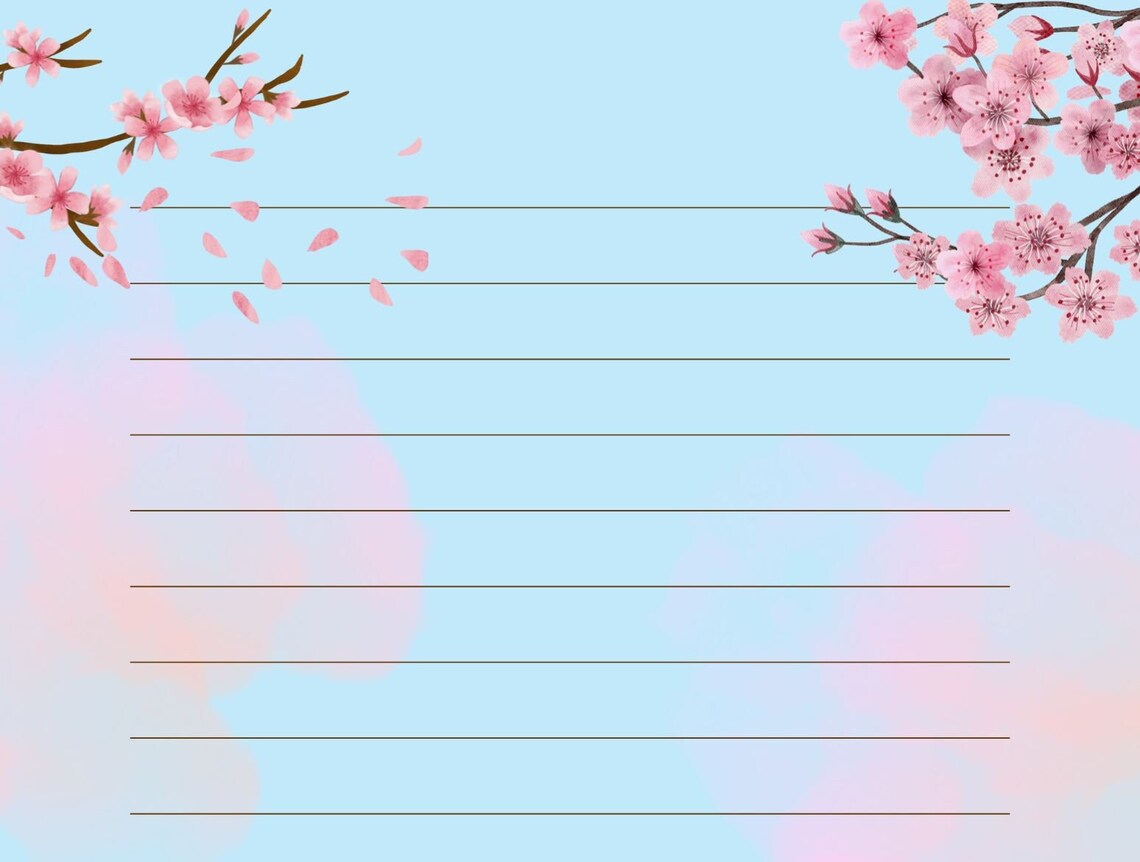 Floral Printable Letter Paper, Line Sheet, Floral Printable Letter ...