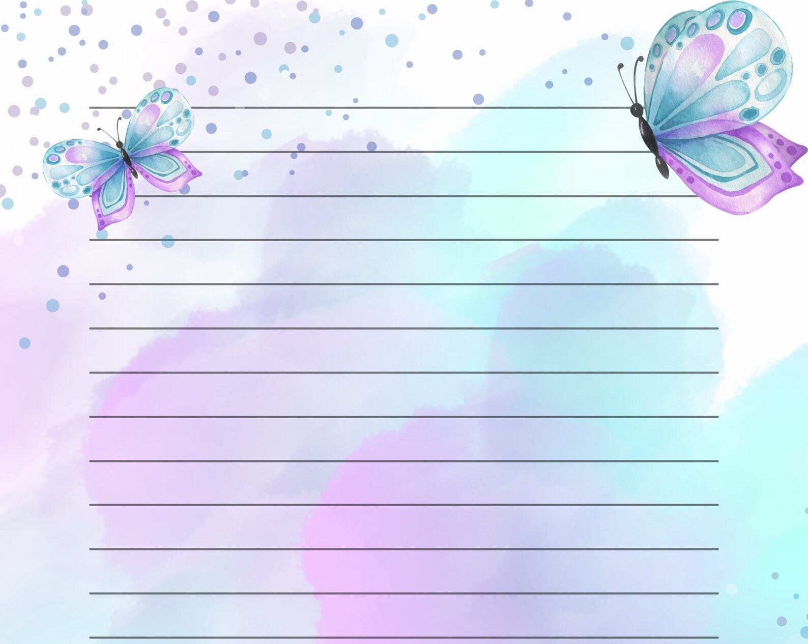 Purple Butterfly Printable Writing Paper, PRINTABLE Stationery ...