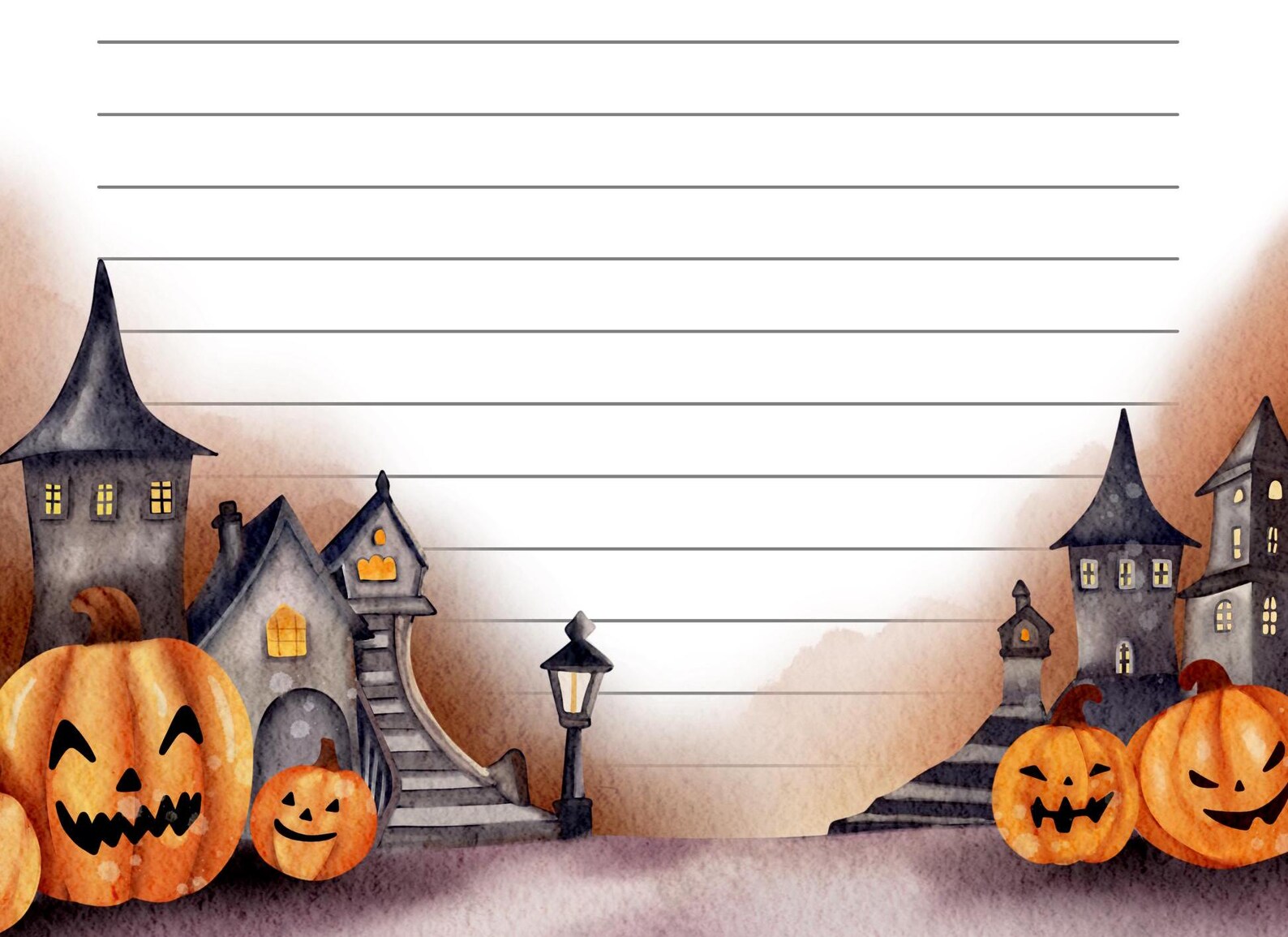 Halloween Printable Stationery, Printable Writing Paper With Cute ...
