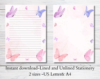 Butterfly Printable Stationery Coloful Stationary Nature Writing Paper ...