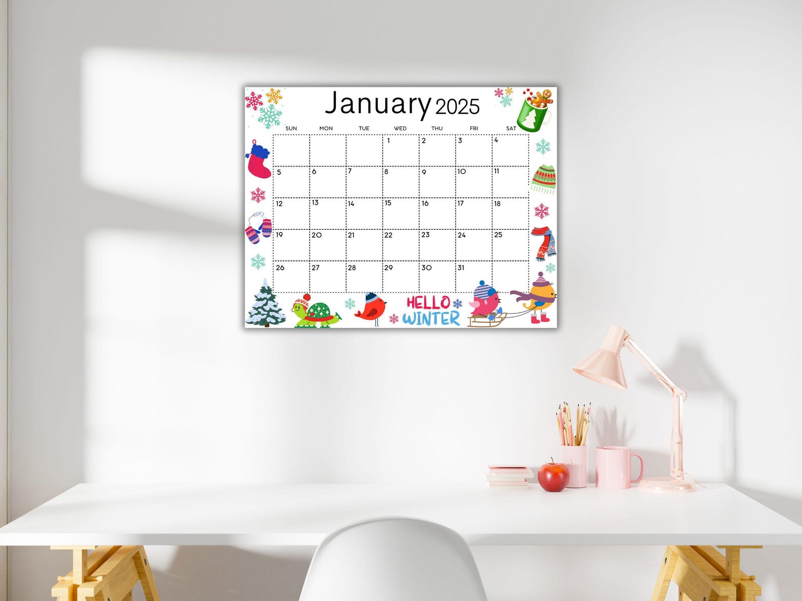 Editable January Calendar 2025, Printable Wall Calendar 2025, Beautiful ...