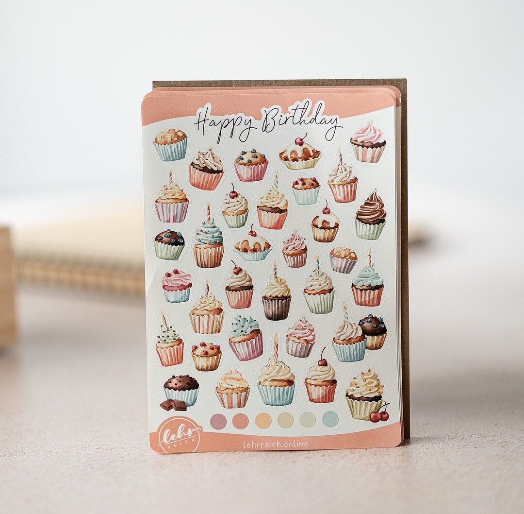 Muffin Sticker Sheet – Happy Birthday - Etsy