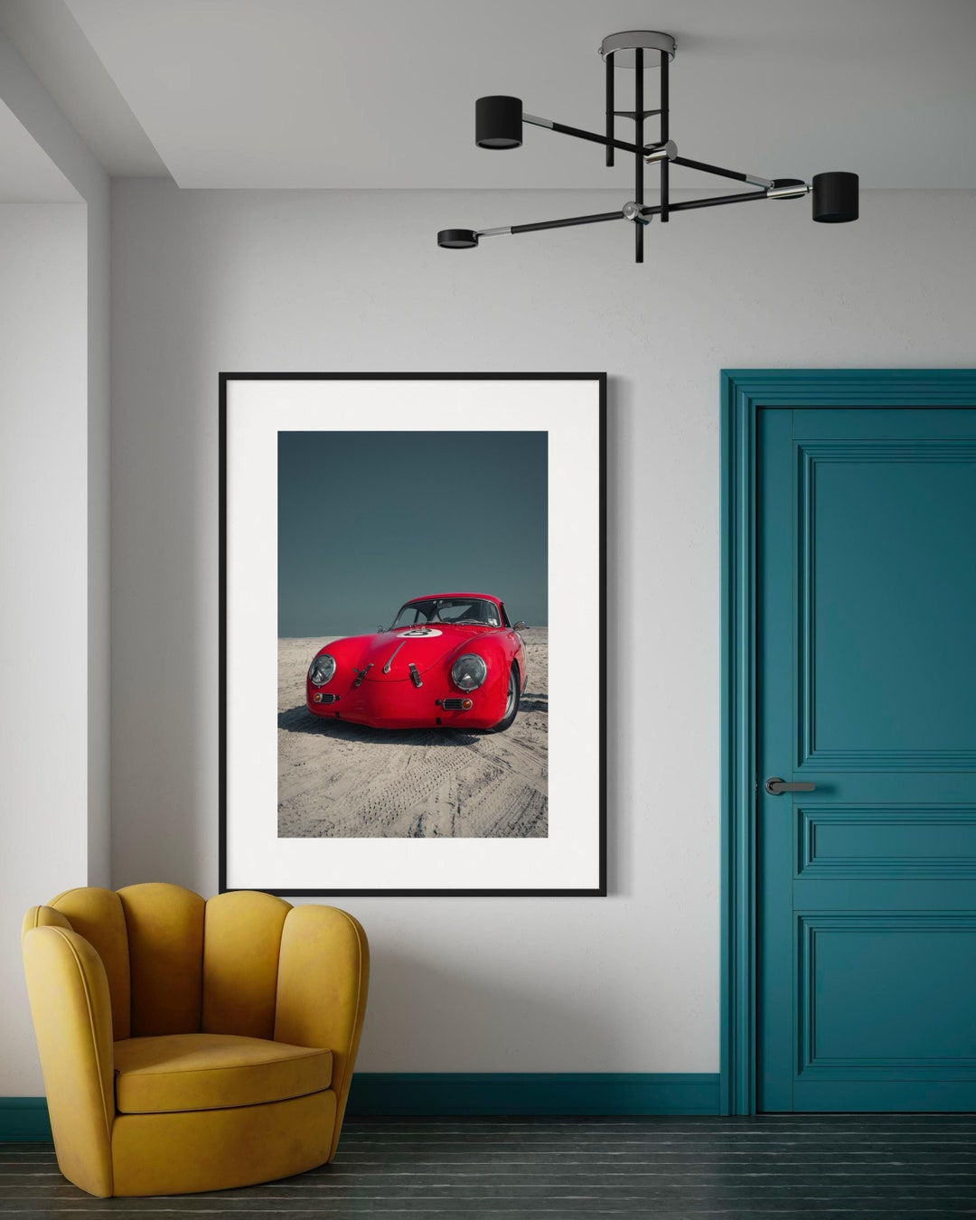Porsche 356 Vintage Racing Wall Art Print Coastal Beach Red Classic ...