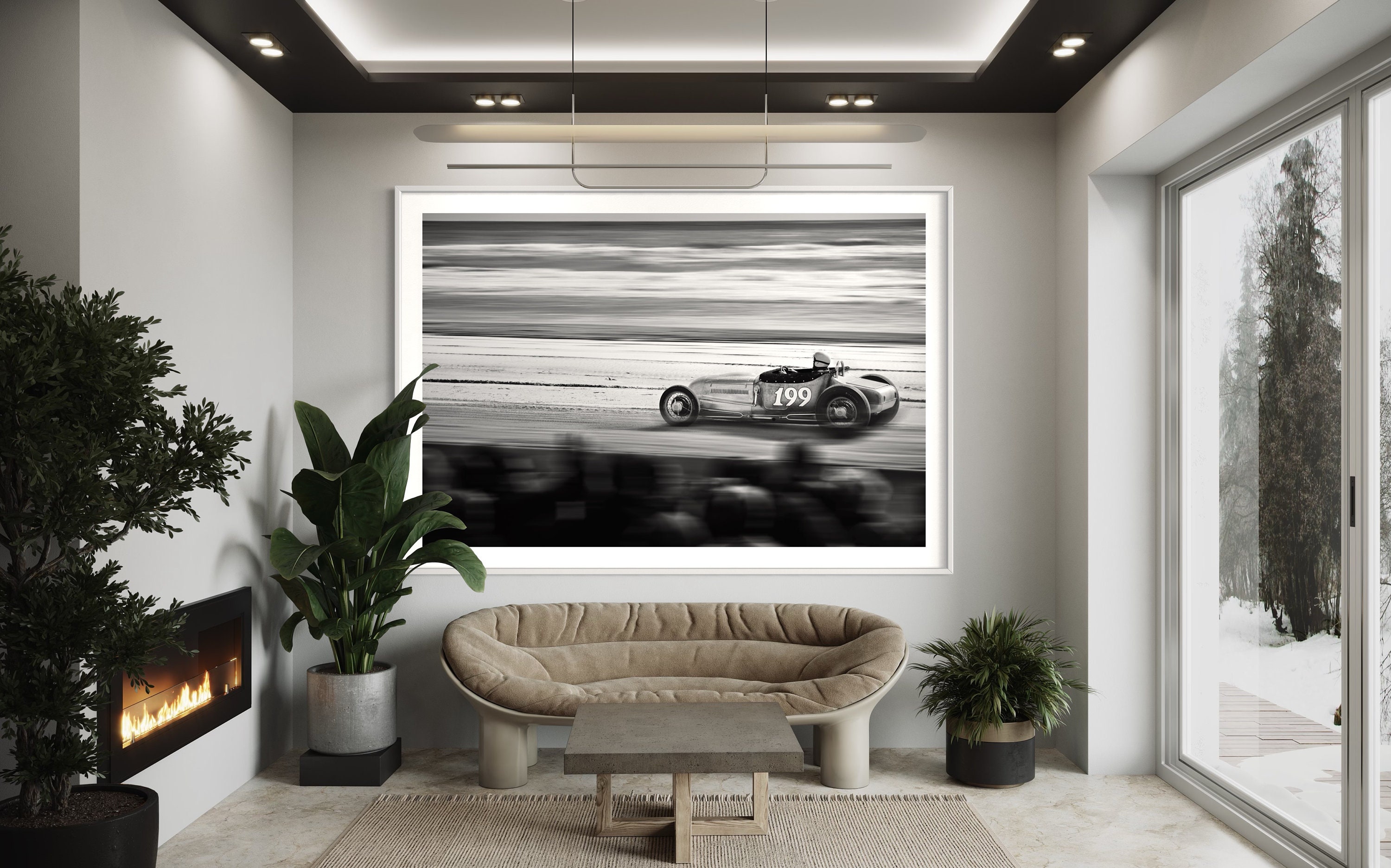 Beach Drag Race Art Print: Chrome Rat Rod 199 Amidst Ocean, Beach, Sand ...