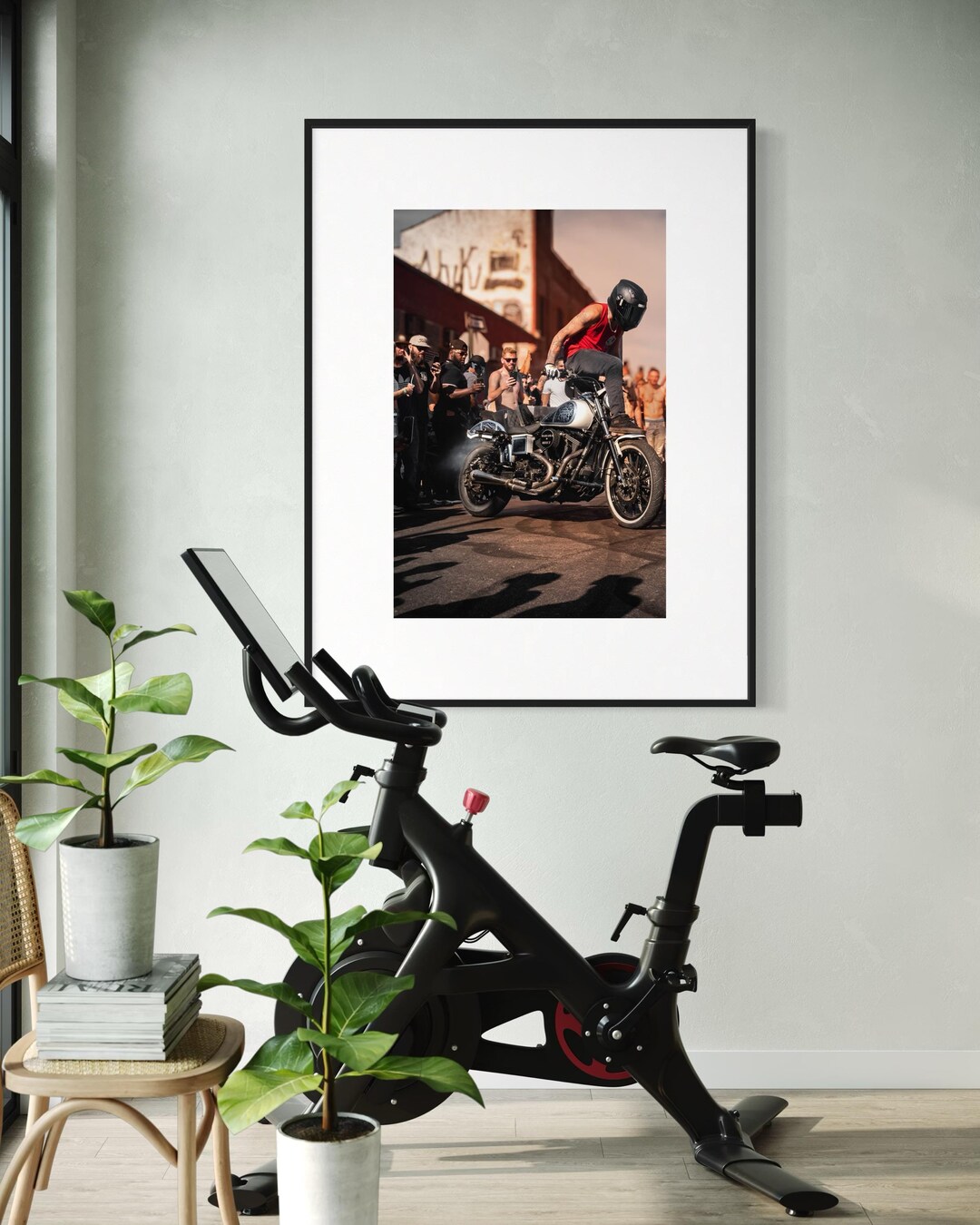 Motorcycle Stunt Art Print: Harley Dyna Burnout, Brooklyn Street ...