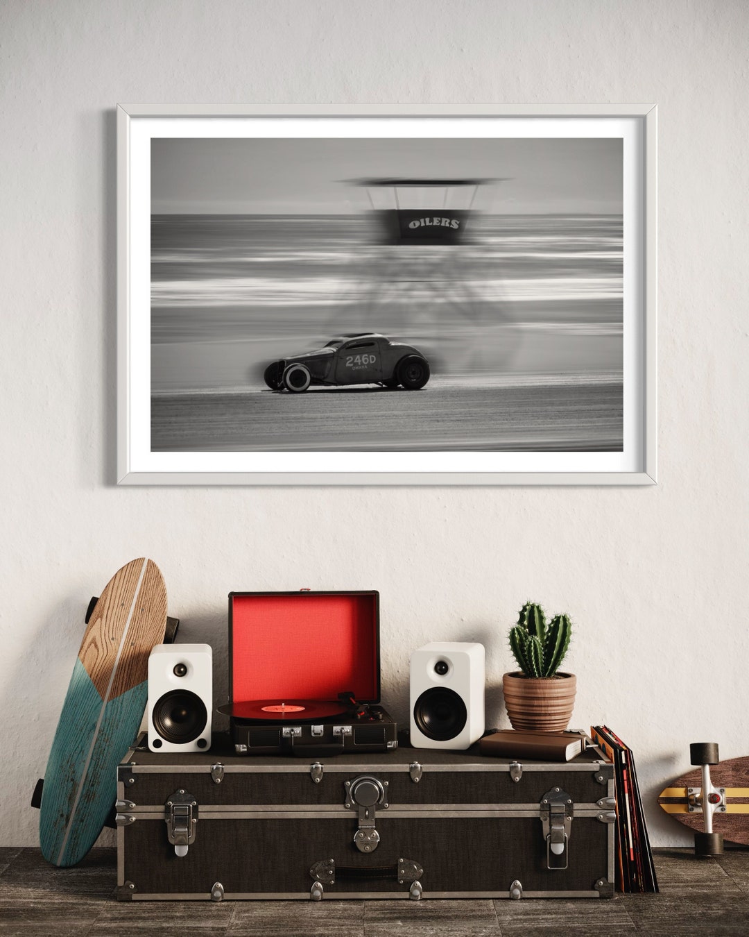 Fine Art Vintage Hot Rod Poster - Wildwood Beach Racing Print, Classic ...