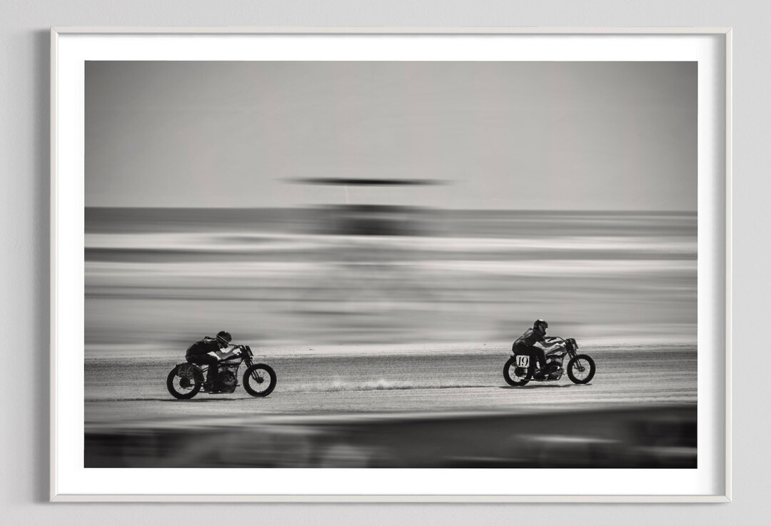 Monochrome Adrenaline: Motorcycles Drag Racing on Beach - Exclusive ...