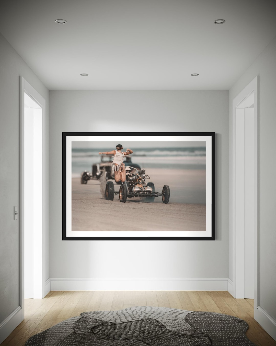 Fine Art Print - Hotrod Beach Drag Racing, Flag Girl - TROG Photo ...