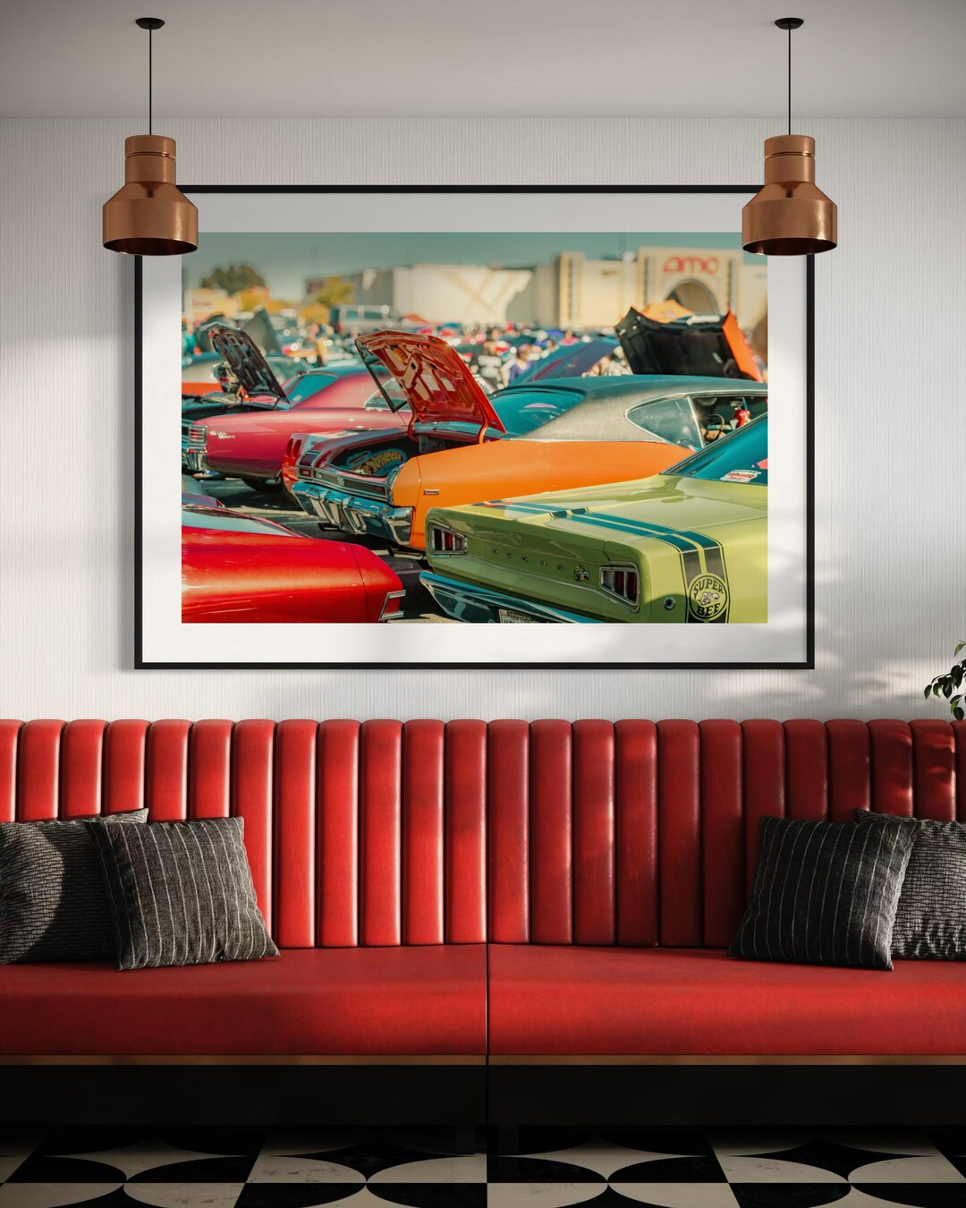 Classic American Muscle Cars Wall Art – Vibrant Retro Muscle Car Print ...