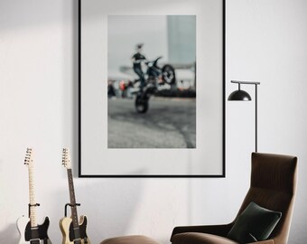 Motorcycle Wheelie Poster - Etsy