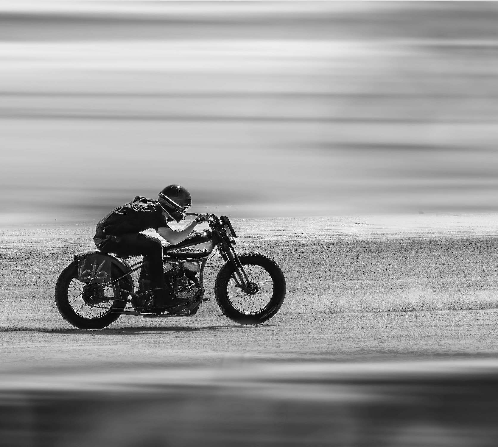 Monochrome Adrenaline: Motorcycles Drag Racing on Beach Exclusive Shot ...