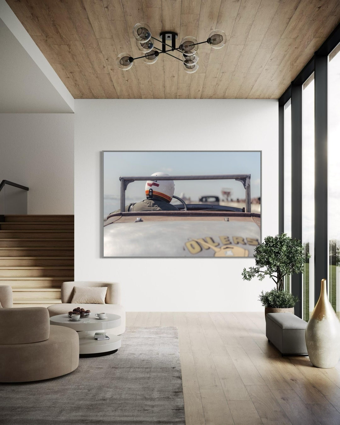 Vintage Racing Perspective Shot Gun View Helmet & Hotrod Wall Art Print ...