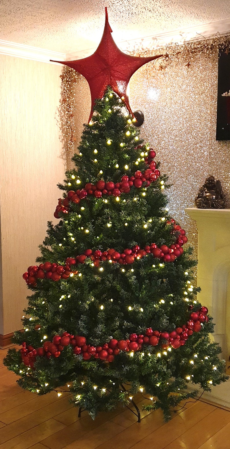 2.7m Red Christmas Mixed Bauble Garland Festive Swag 9ft Stunning Lit ...