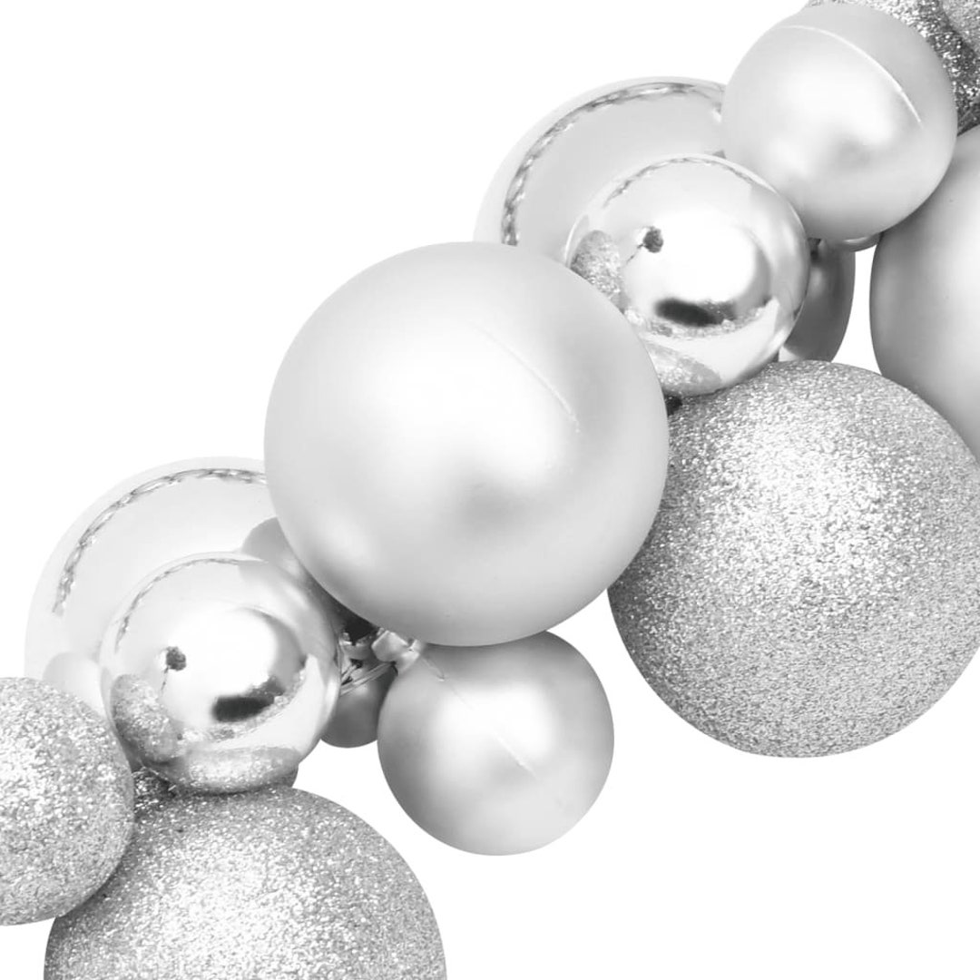 2.7m Silver Christmas Mixed Bauble Garland Festive Swag 9ft Lit Unlit ...