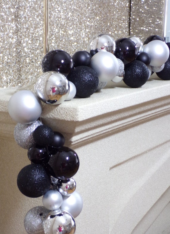 7 Ft Black and Silver Christmas Bauble Garland Mixed Festive Swag 7ft Long Stunning Lit or Unlit Etsy UK