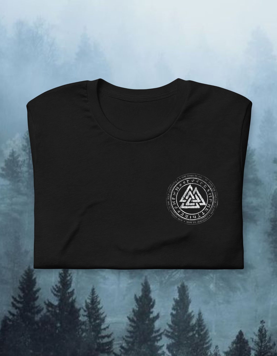 Valknut in Runes T-shirt, Vikings Symbols and Mythology, Nordic Tee ...