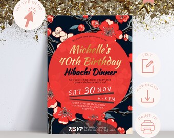 Hibachi Birthday Welcome Sign| INSTANT DOWNLOAD | Hibachi Dinner Party ...