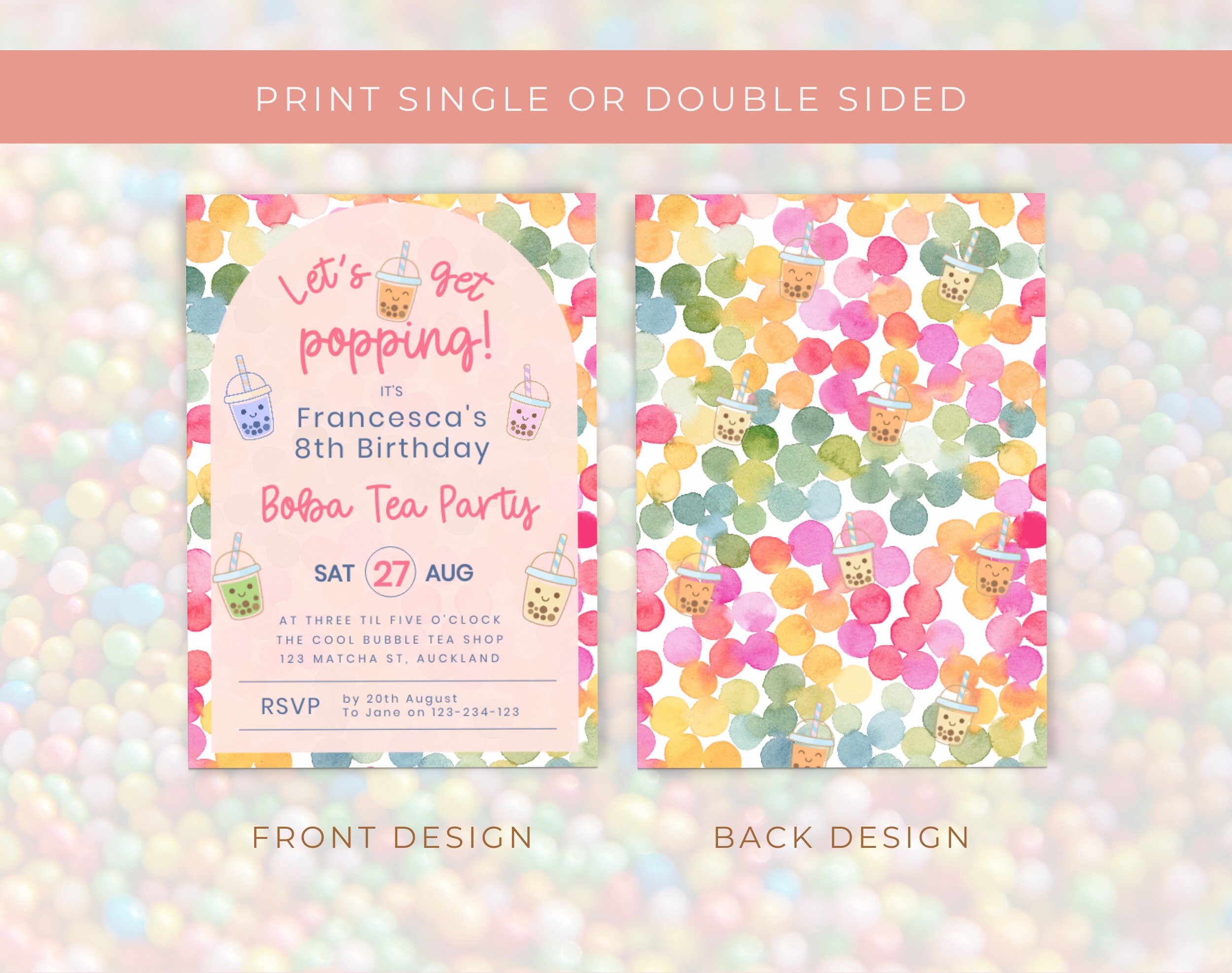 Boba Themed Birthday Party Invitation | INSTANT DOWNLOAD | Bubble Tea ...
