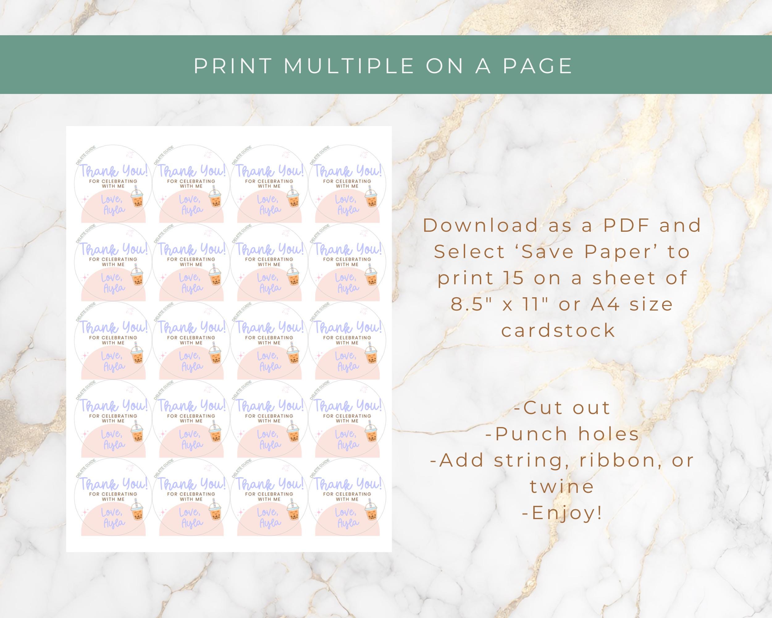 Boba Tea Party Thank You Tag | INSTANT DOWNLOAD | Bubble Tea Party ...