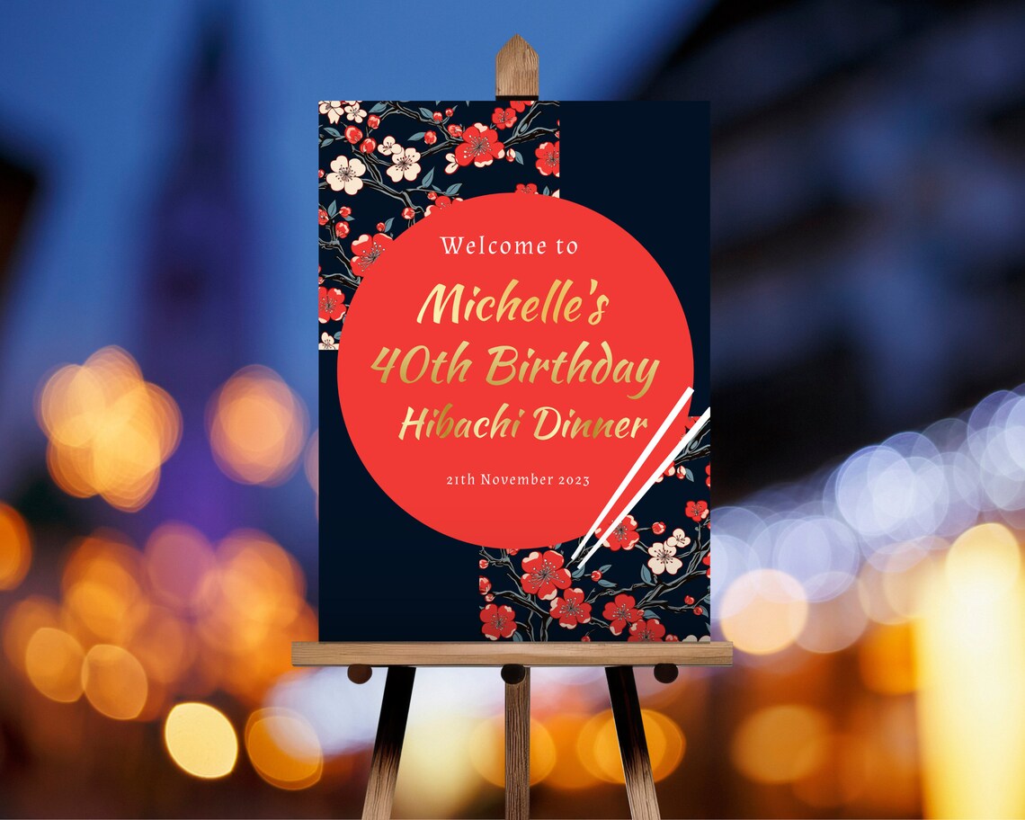 Hibachi Birthday Welcome Sign | INSTANT DOWNLOAD | Hibachi Dinner Party ...