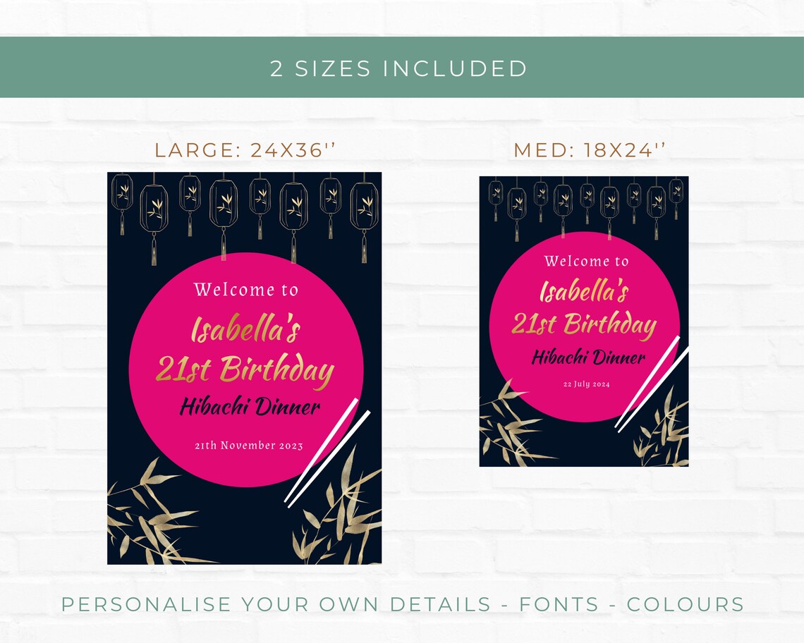 Welcome Sign Hibachi | INSTANT DOWNLOAD | Hibachi Dinner Party ...