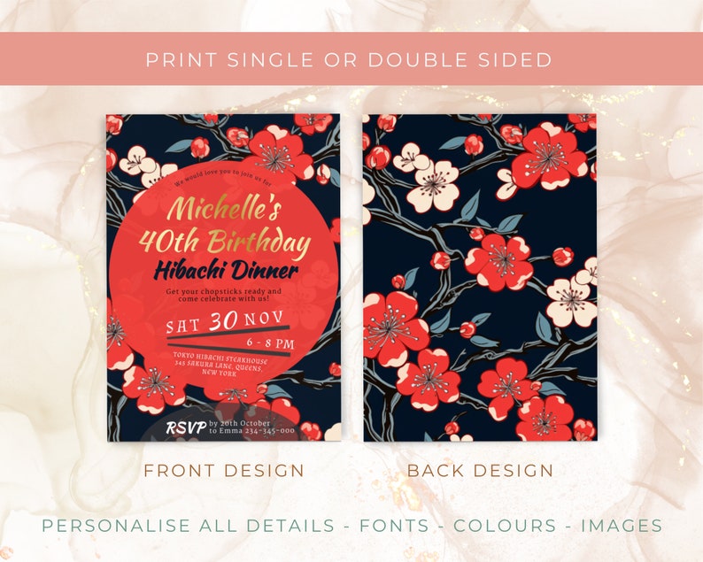 Hibachi Birthday Invitation | INSTANT DOWNLOAD | Hibachi Dinner Party ...