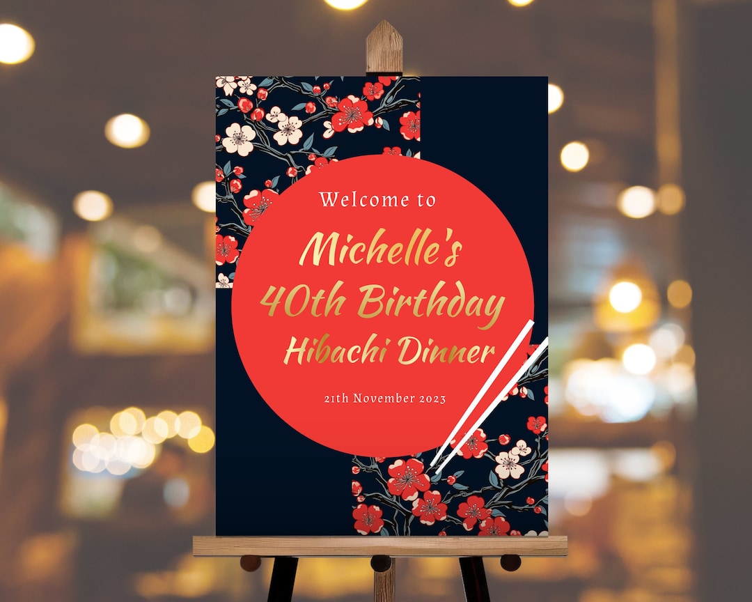 Hibachi Birthday Welcome Sign | INSTANT DOWNLOAD | Hibachi Dinner Party ...