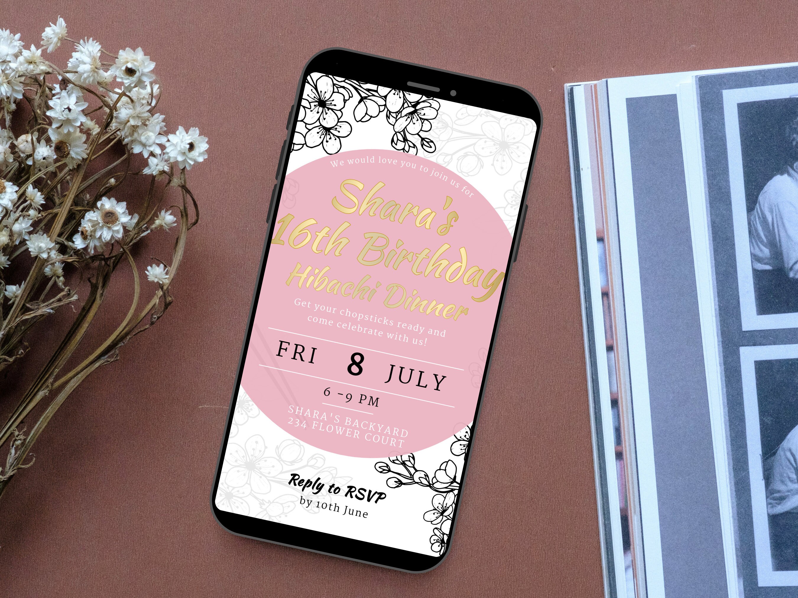 Japanese Hibachi Party Evite | INSTANT DOWNLOAD | Hibachi Birthday ...