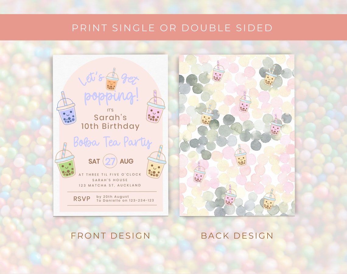 Boba Themed Birthday Party Invitation | INSTANT DOWNLOAD | Bubble Tea ...