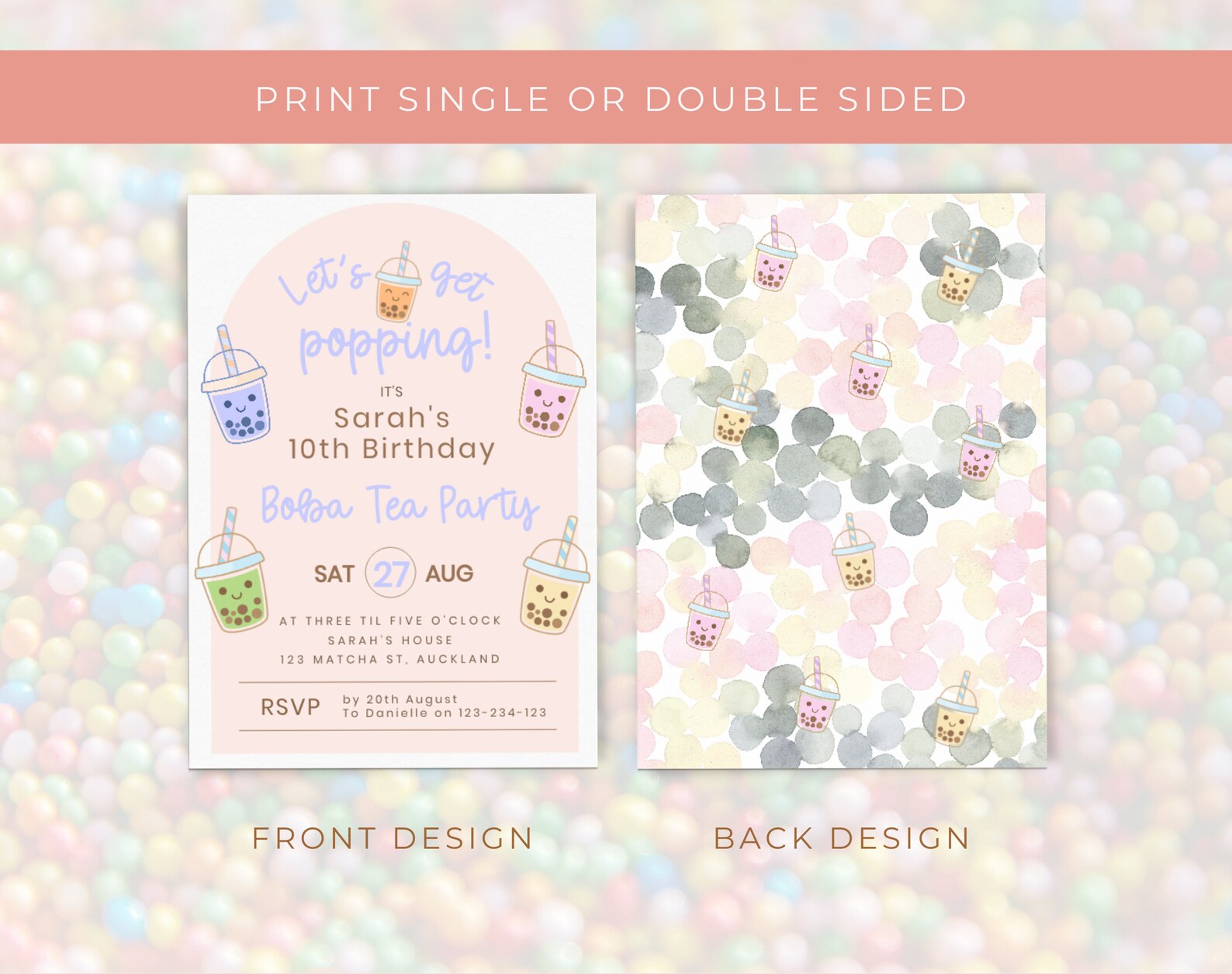 Boba Themed Birthday Party Invitation | INSTANT DOWNLOAD | Bubble Tea ...
