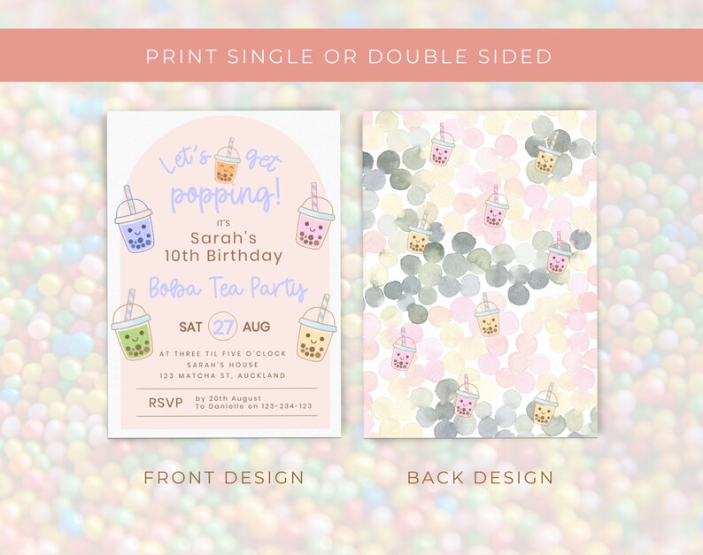 Boba Themed Birthday Party Invitation | INSTANT DOWNLOAD | Bubble Tea ...