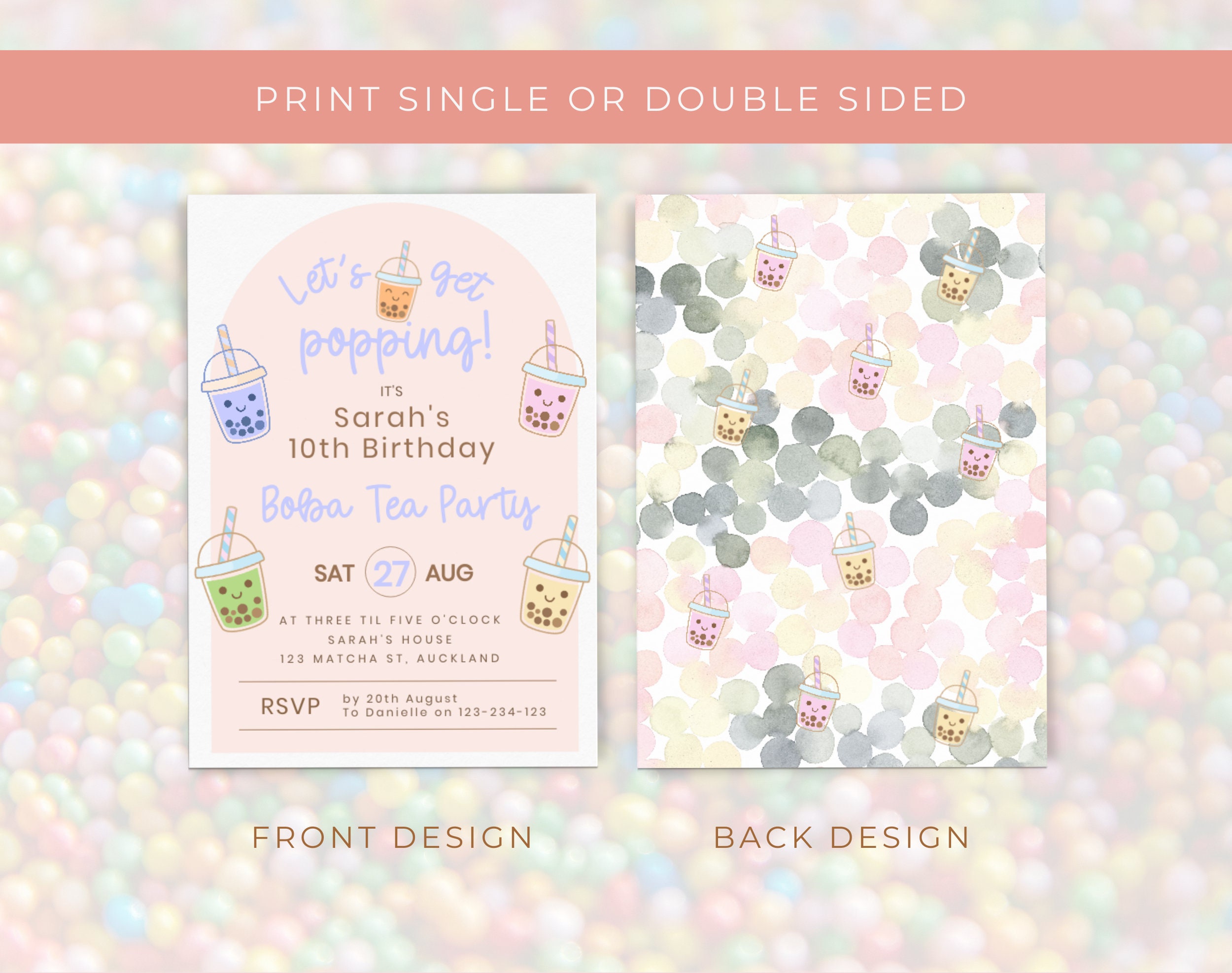 Boba Themed Birthday Party Invitation | INSTANT DOWNLOAD | Bubble Tea ...