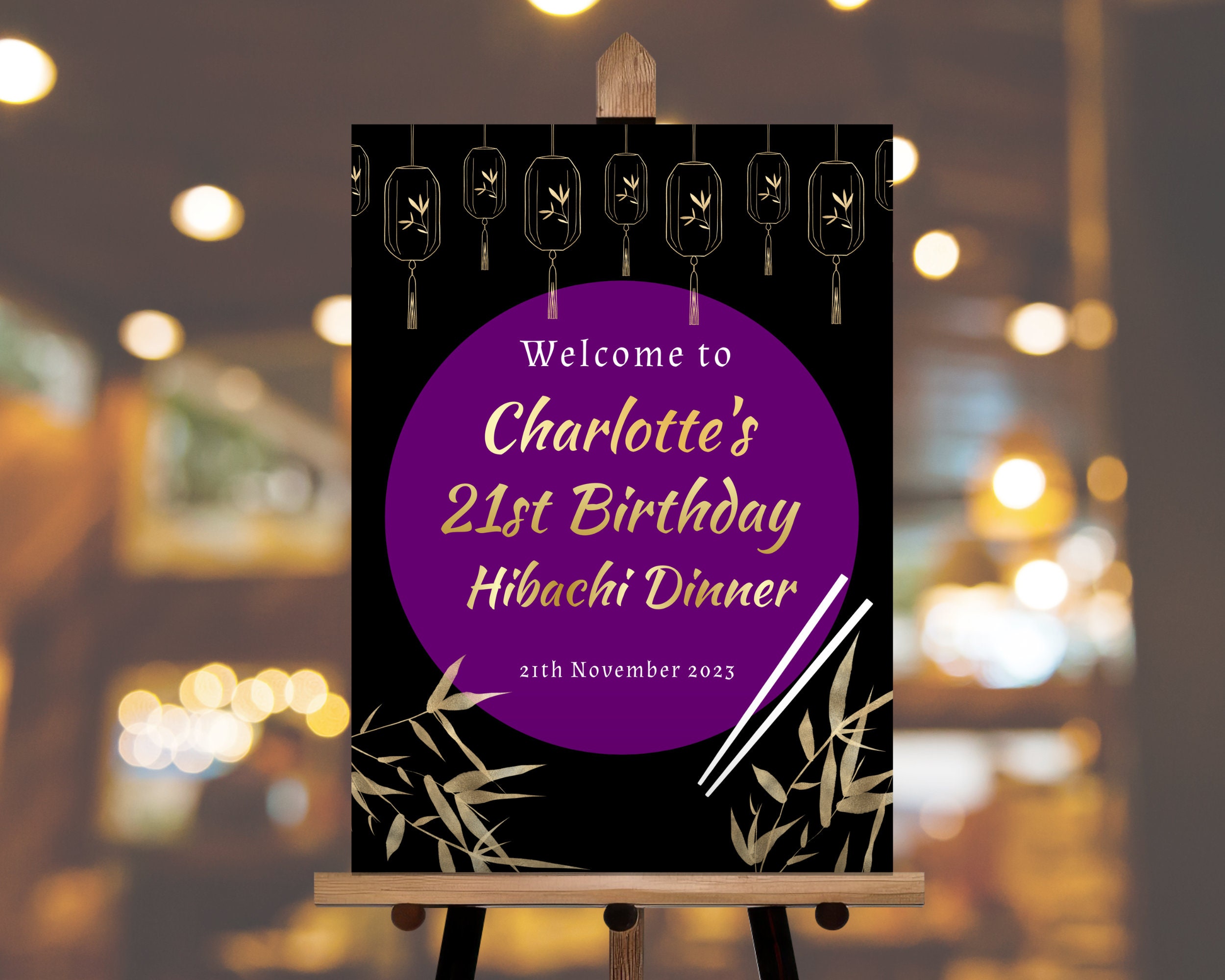 Hibachi Dinner Welcome Sign | INSTANT DOWNLOAD | Hibachi Birthday Party ...