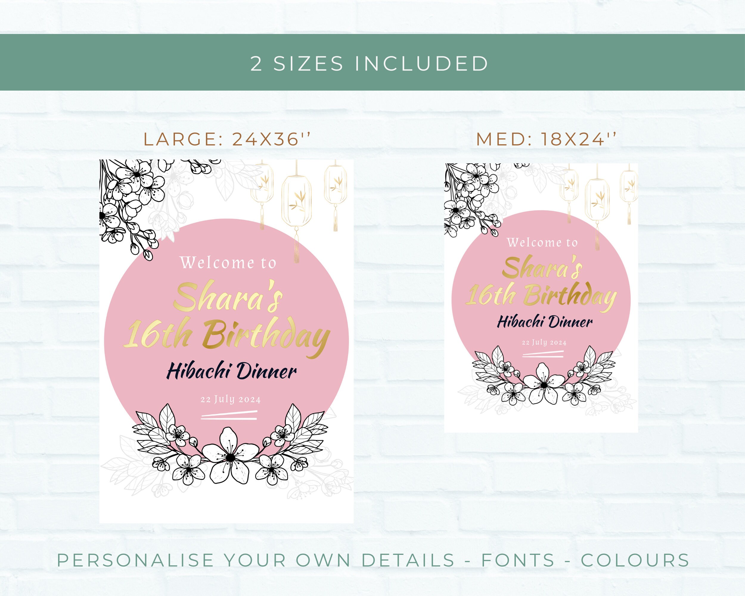 Japanese Birthday Welcome Sign | INSTANT DOWNLOAD | Hibachi Dinner ...